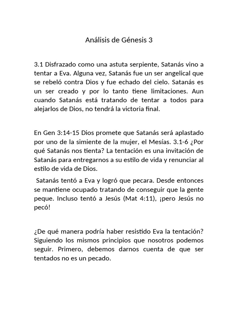 Analisis de Genesis 3 | PDF | Pecado | Víspera