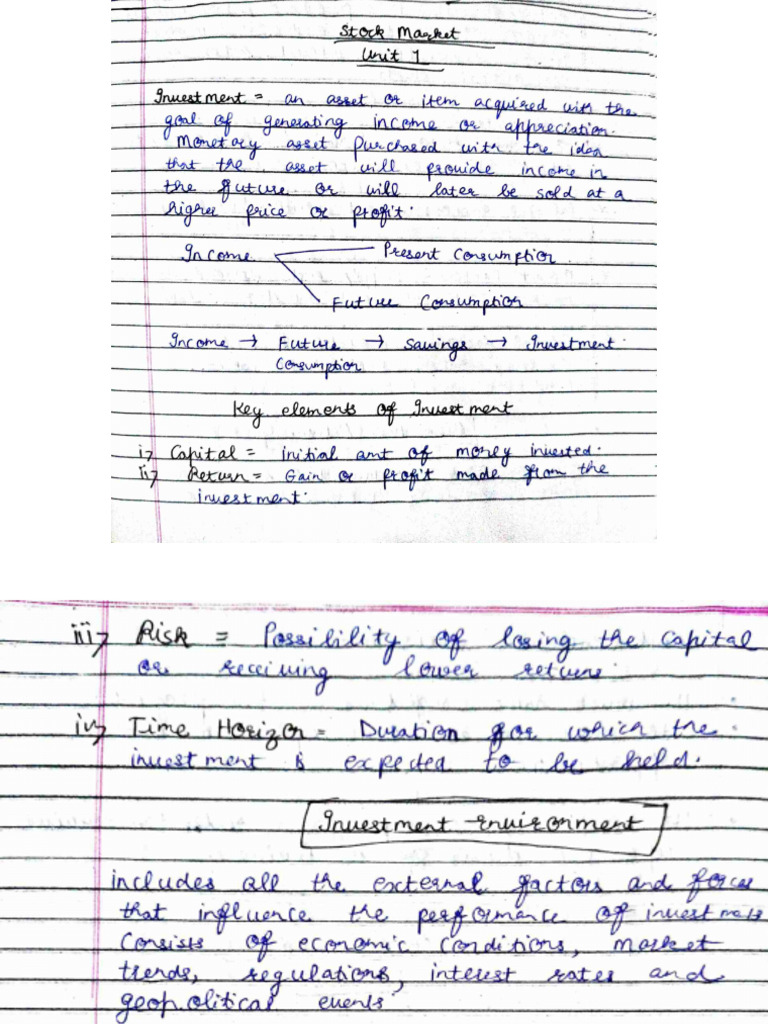 Stock Market Unit 1 | PDF
