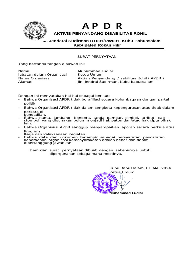 Surat Pernyataan Stem | PDF