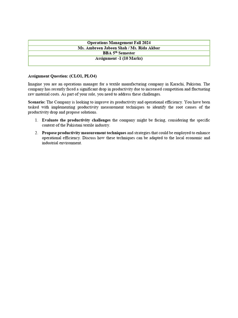 OM Assignment1 | PDF