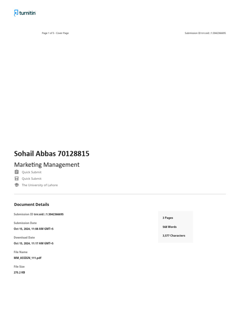 MM_ASSIGN_report | PDF | Turnitin | Pricing