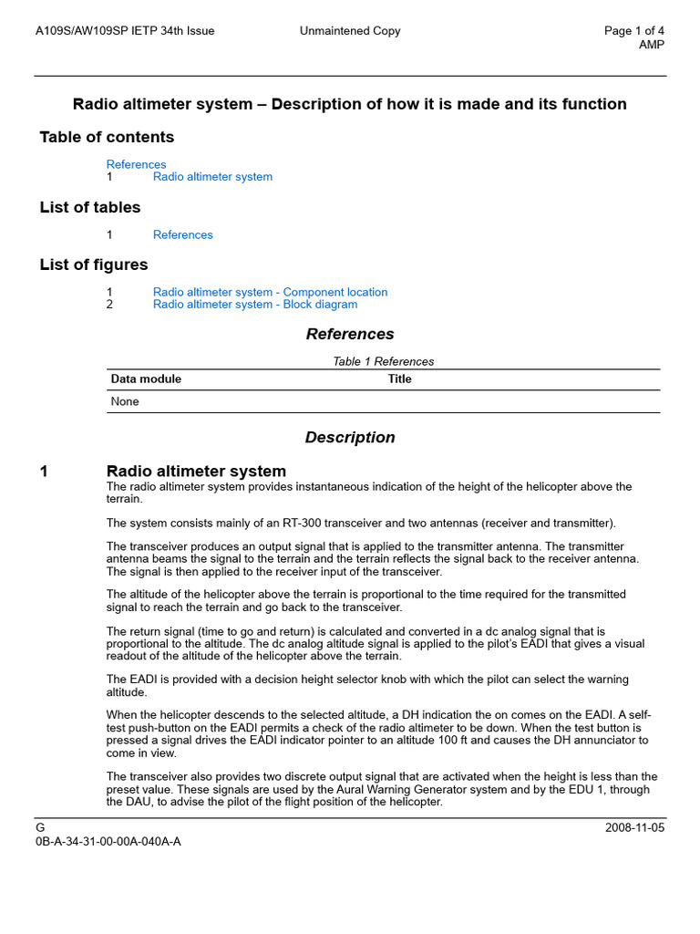 Radio Altimeter System - Description of How It Is Made and Its Function ...