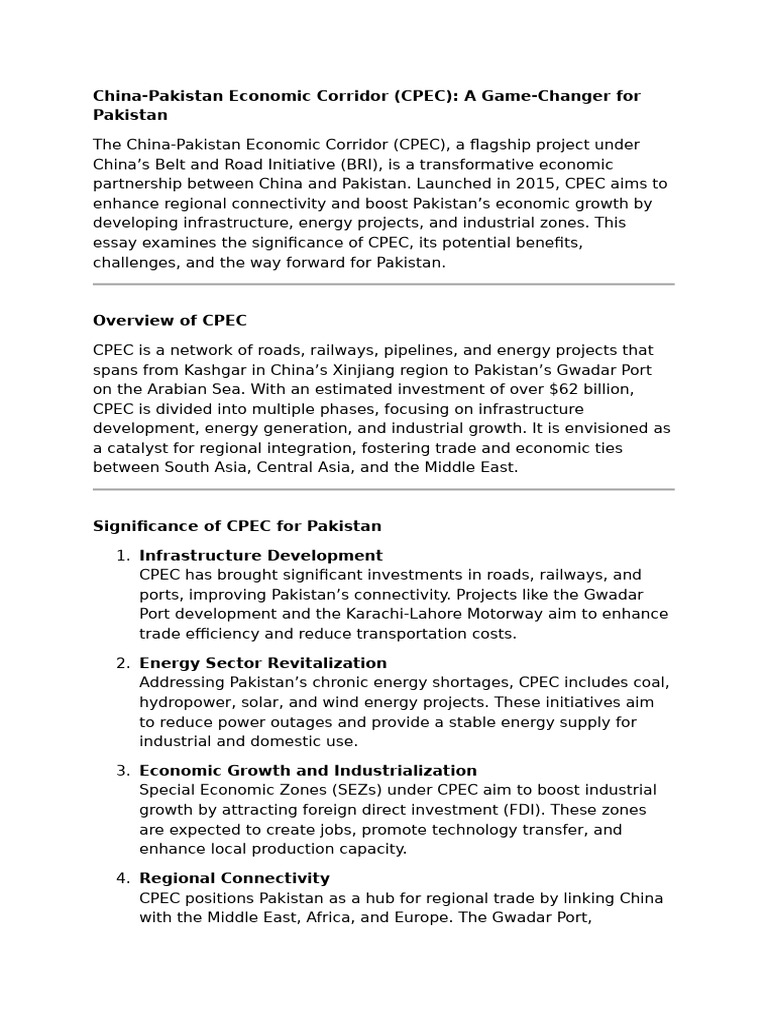 CPEC in Pakistan | PDF | Pakistan | Economies