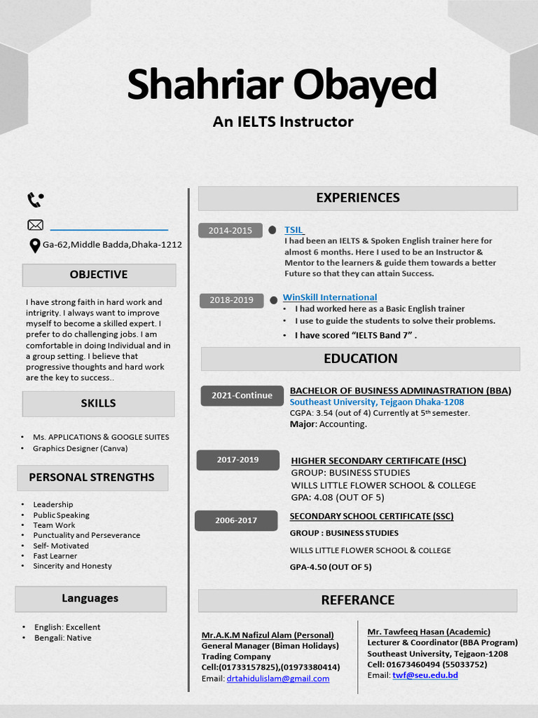 Shahriar obayed IELTS Instructor & spoken trainer. | PDF | Behavior ...