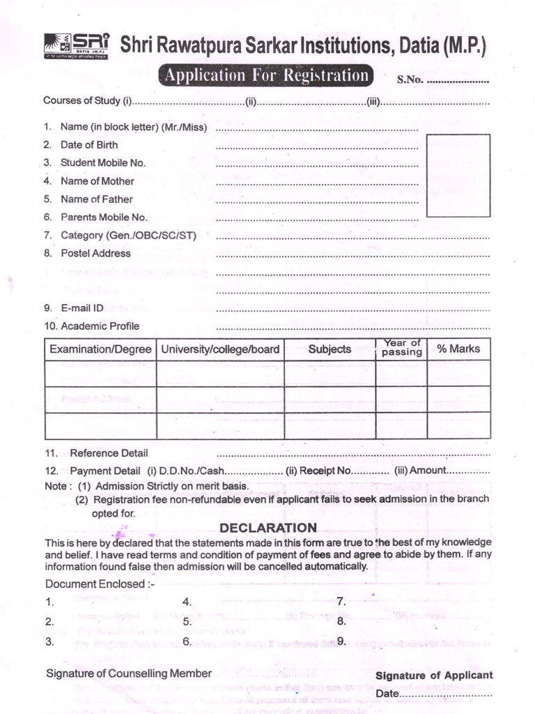 Registration Form1 | PDF