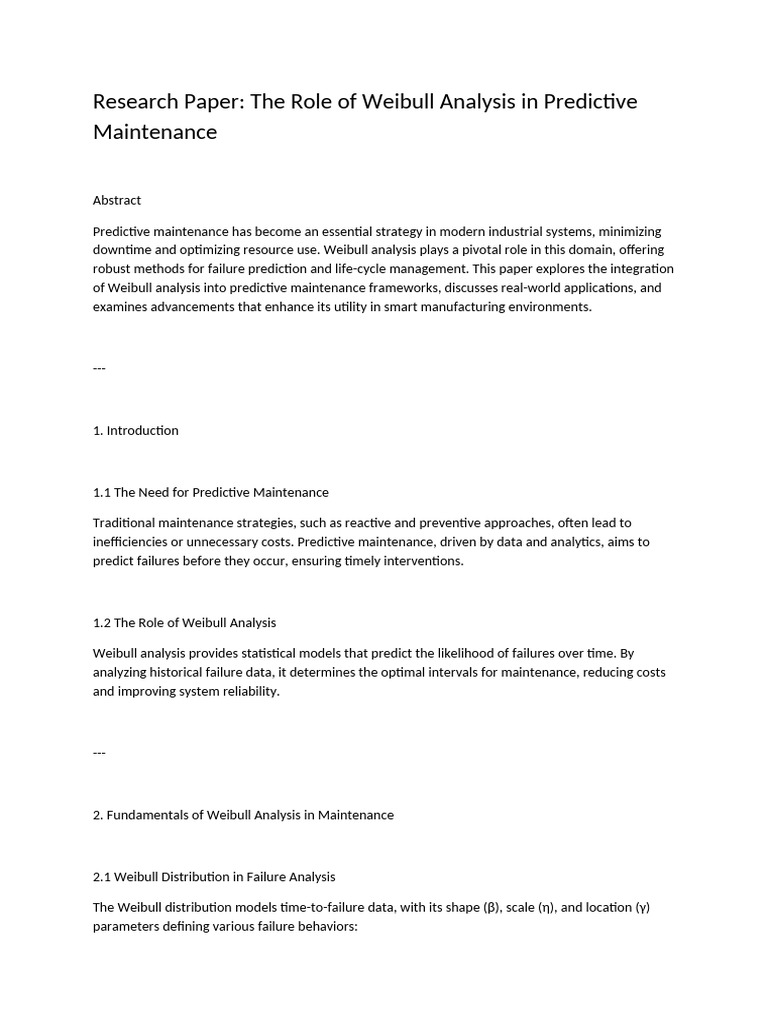 The Role of Weibull Analysis in Predictive Maintenance | PDF | Reliability Engineering ...