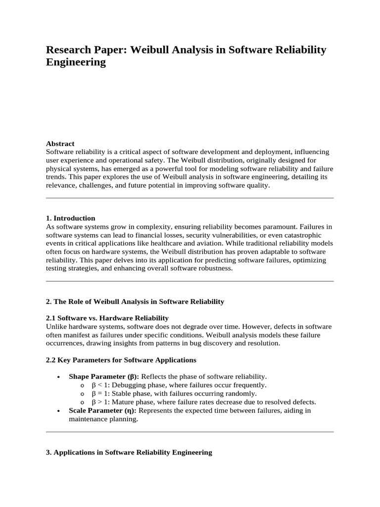 Weibull Analysis in Software Reliability Engineering | PDF | Reliability Engineering | Cloud ...