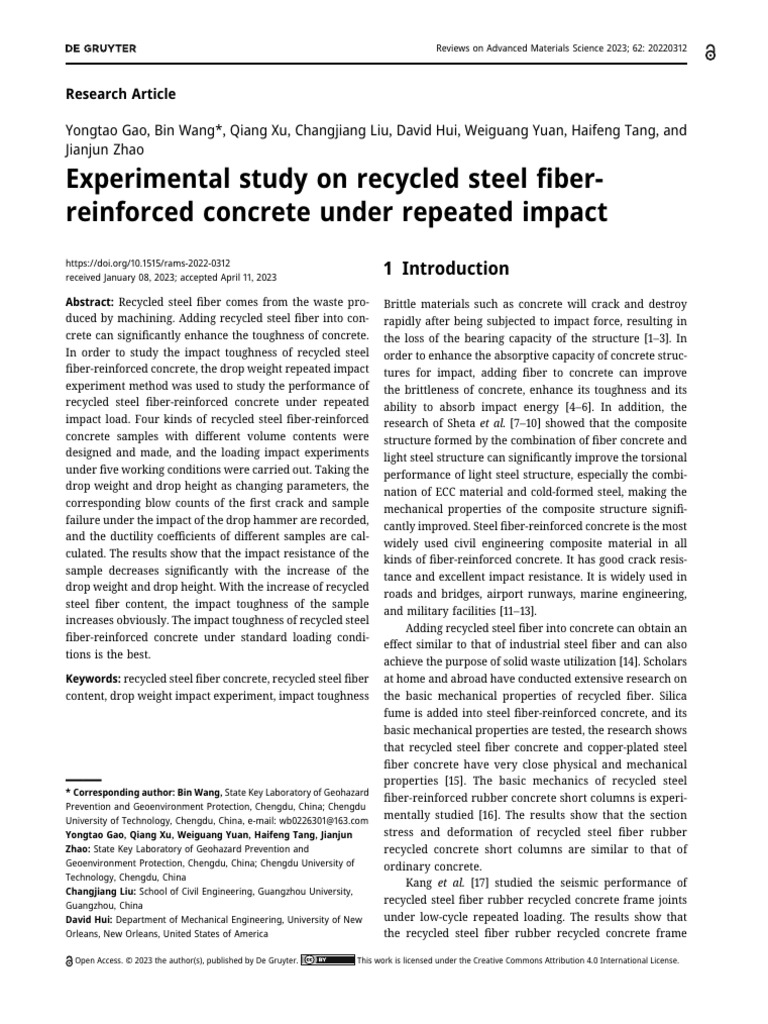 Experimental Study On Recycled Steel Fiber-Reinfor | PDF | Fracture ...