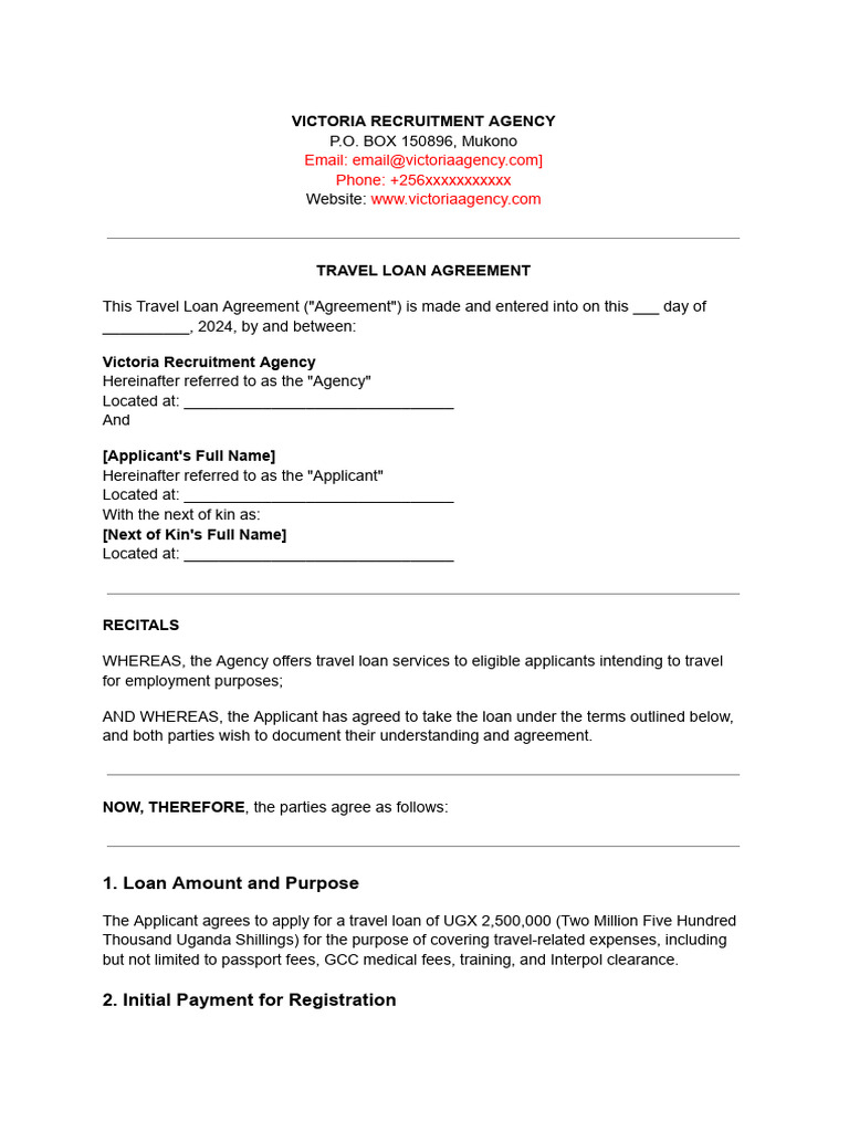 Victoria Recruitment Agency | PDF | Loans | Identity Document