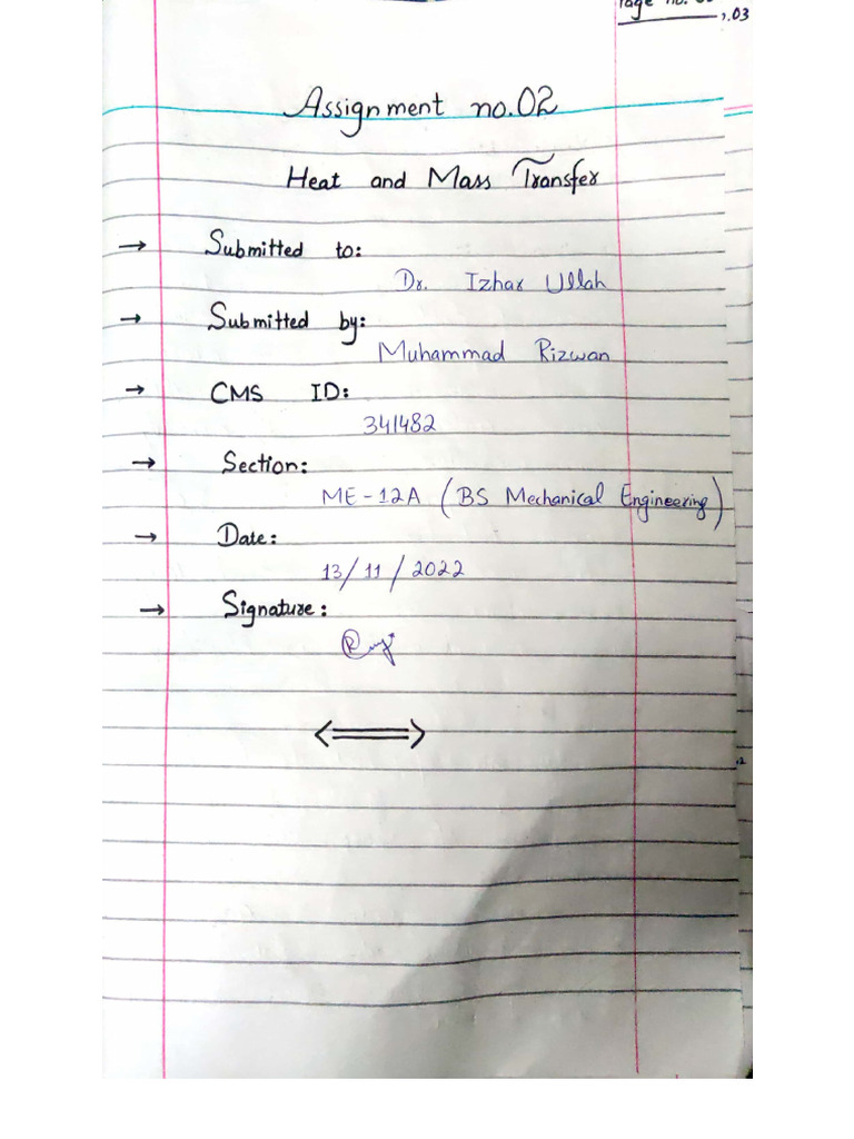 Rizwan HMT Assignment No.02 | PDF