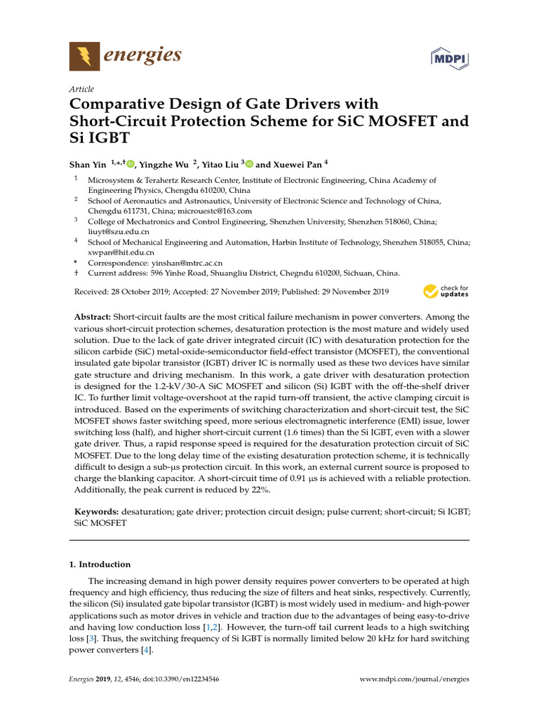 SiC MOSFET vs Si IGBT Gate Driver Design | PDF | Field Effect ...