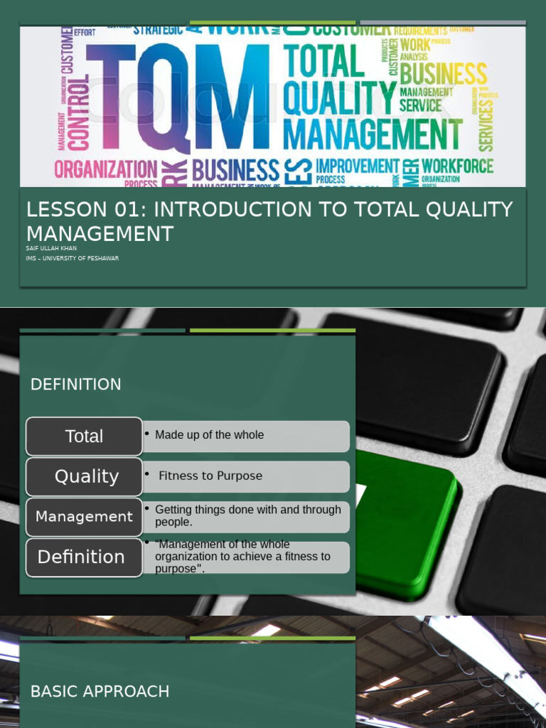 Lesson 01 Introduction To Total Quality Management | PDF | Quality ...