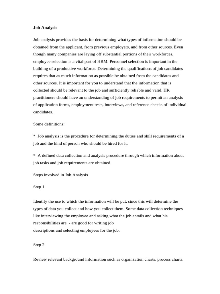 Job Analysis | PDF | Recruitment | Employment