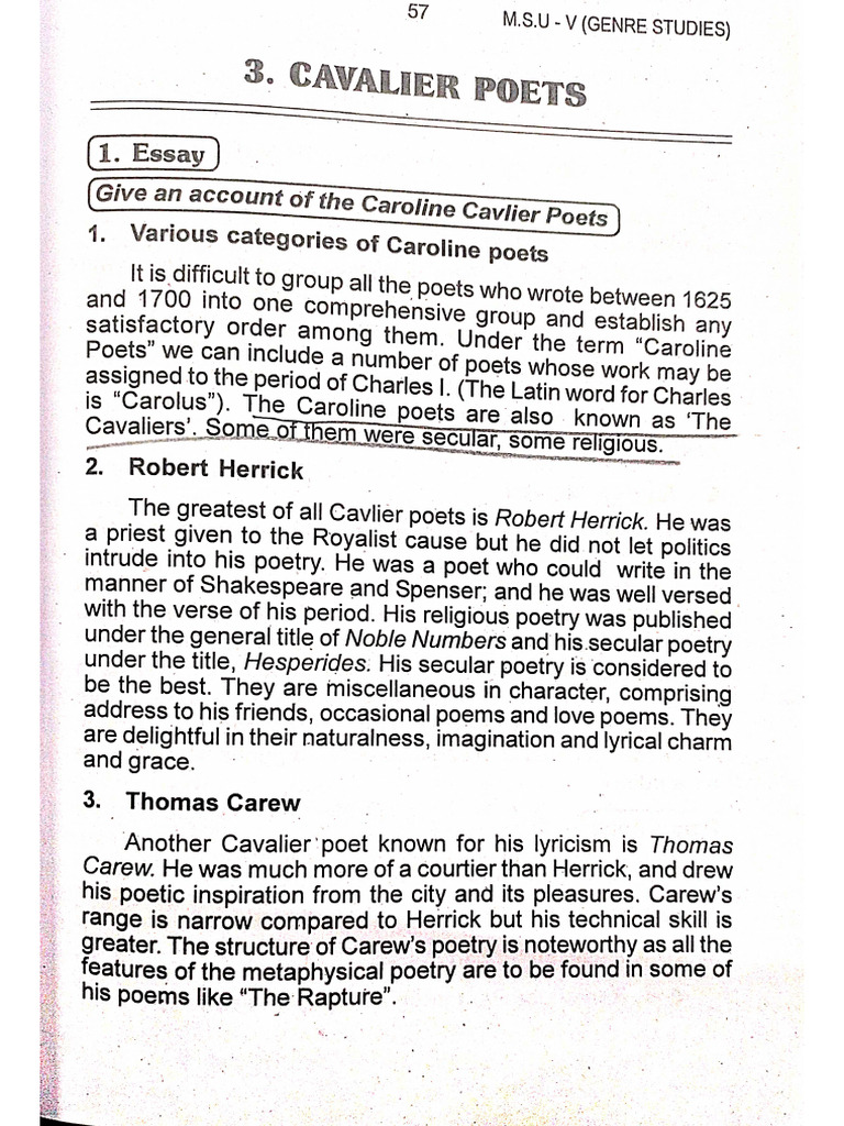 Cavalier Poets | PDF