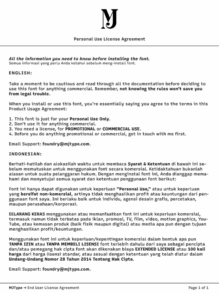 Mjtype Eula | PDF