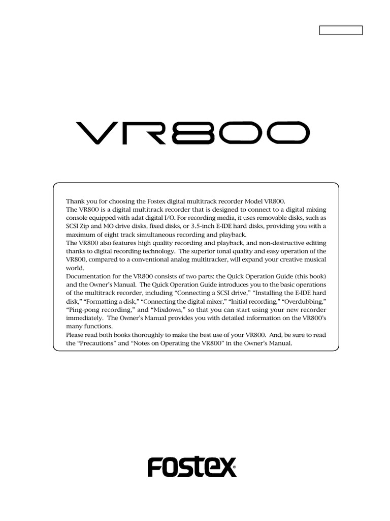 vr800_quick_guide | PDF | Hard Disk Drive | Disk Storage