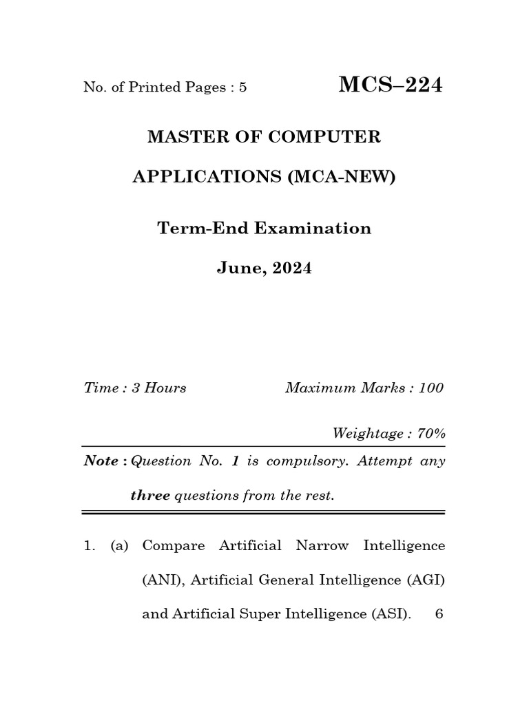 MCS-224 June 2024 | PDF | Machine Learning | Algorithms