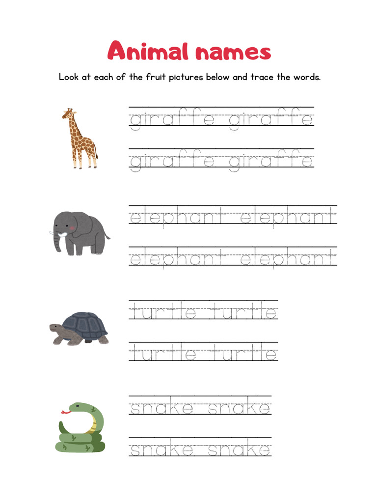 Animal Names List | PDF