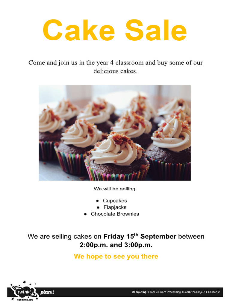Cake Sale Poster | PDF