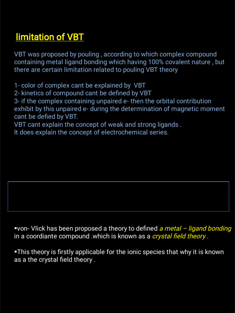 Vbt theory | PDF | Coordination Complex | Chemical Bond