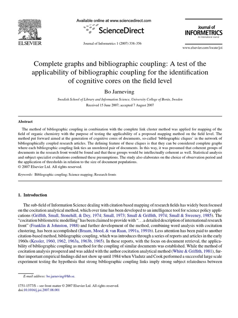 bibliographic coupling | PDF | Cluster Analysis | Vertex (Graph Theory)