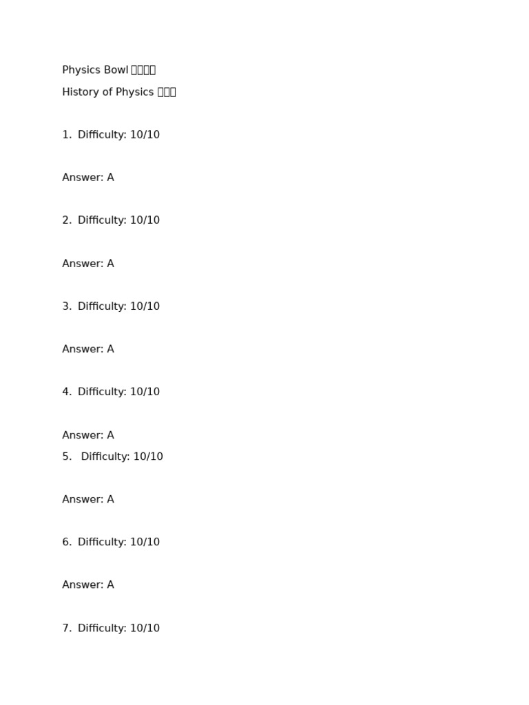 Physics Bowl真题分类 | PDF