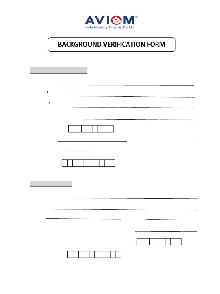 Background Verification Form | PDF