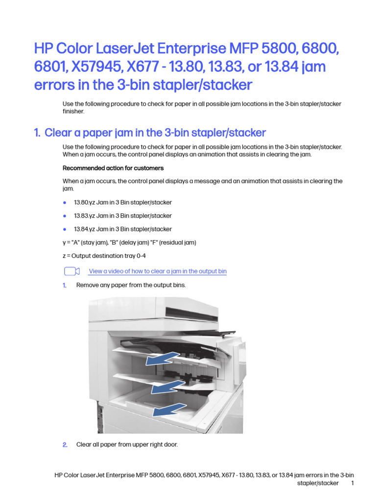5800-6800-X57945-X677 13.8 Jam Error in Stapler-Stacker | PDF | Office ...