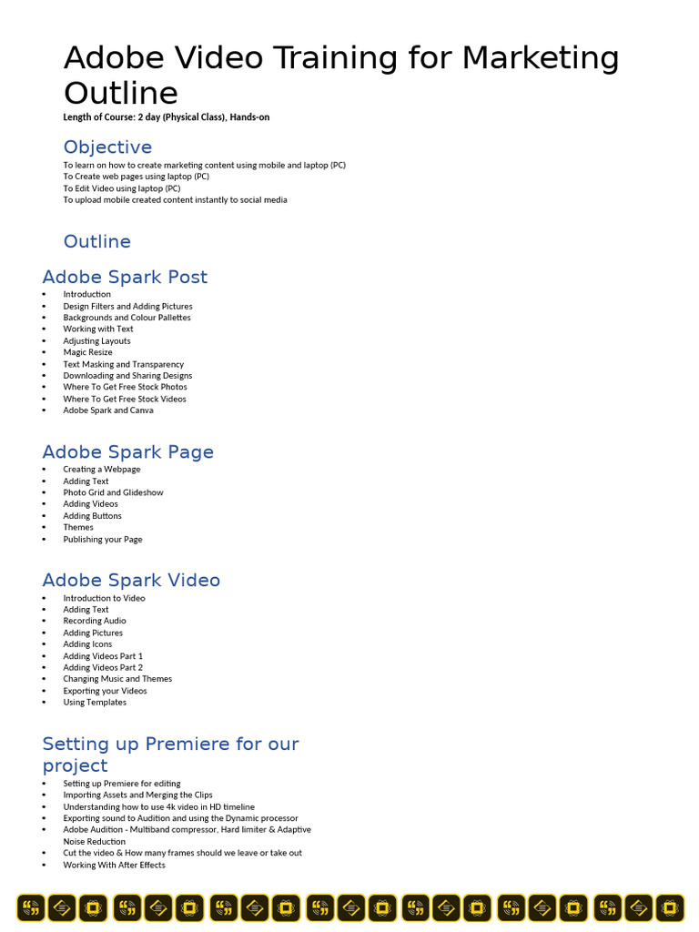 Adobe Spark Training Outline | PDF