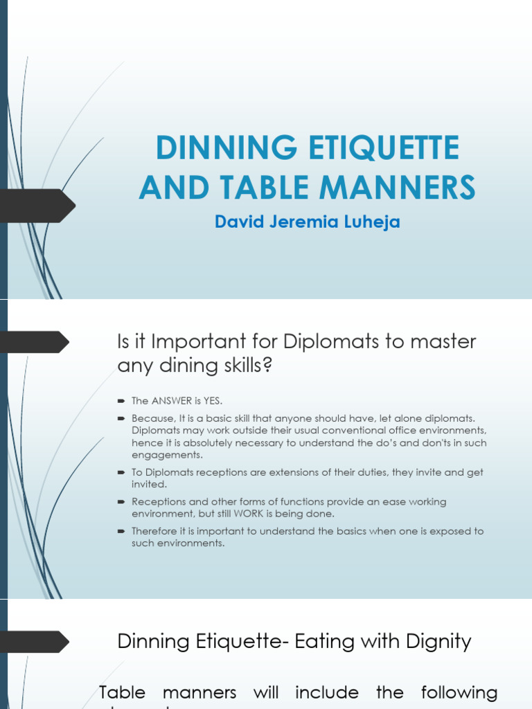 Dinning Ettiquette and Table Manners Final | PDF | Cuisine