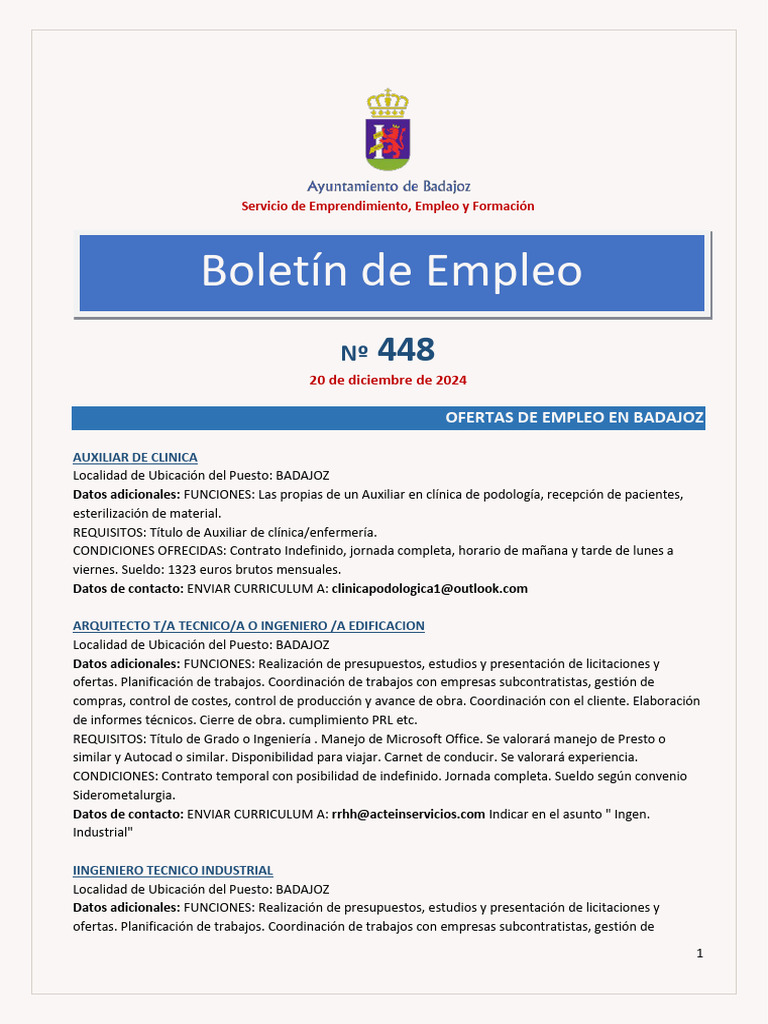 Boletin de Empleo N 448 | PDF | Informática | Arquitecto