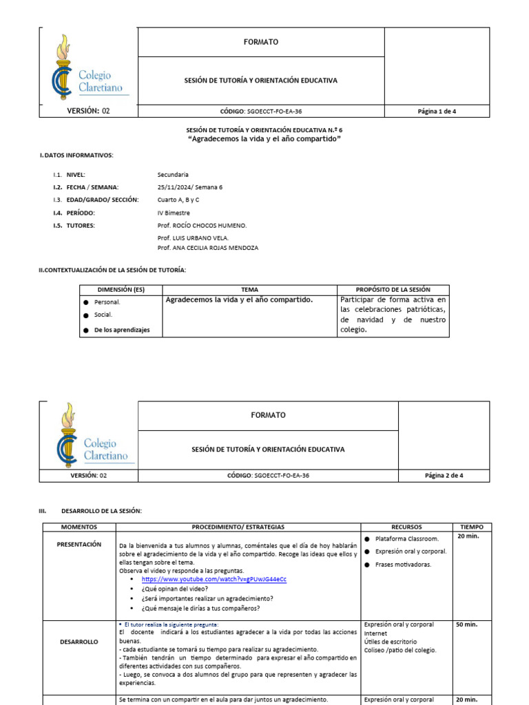 Iv Bi - Toe - 6 Sesión - 4to-2024 | PDF | Aprendizaje | Modificación de comportamiento