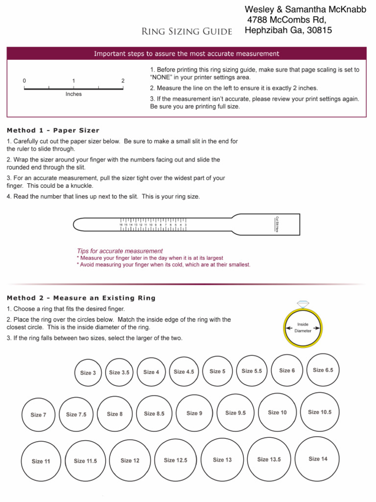 Ring Sizing Guide | PDF