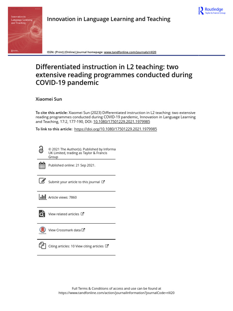 Differentiated Instruction in L2 Teaching Two Extensive Reading Programmes Conducted During ...