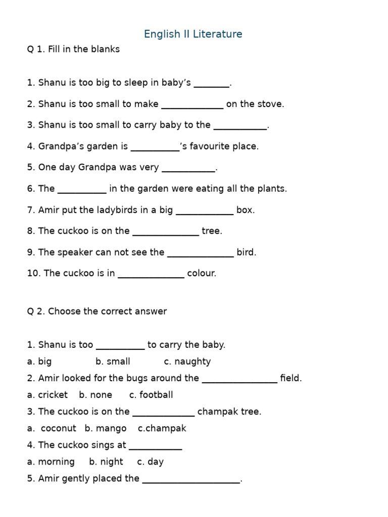 English II Literature Grade 2 UT! | PDF