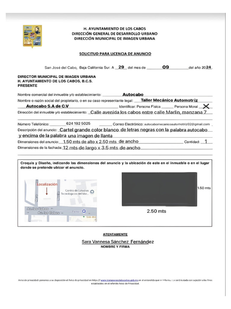 Solicitud para Licencia de Anuncio PDF | PDF