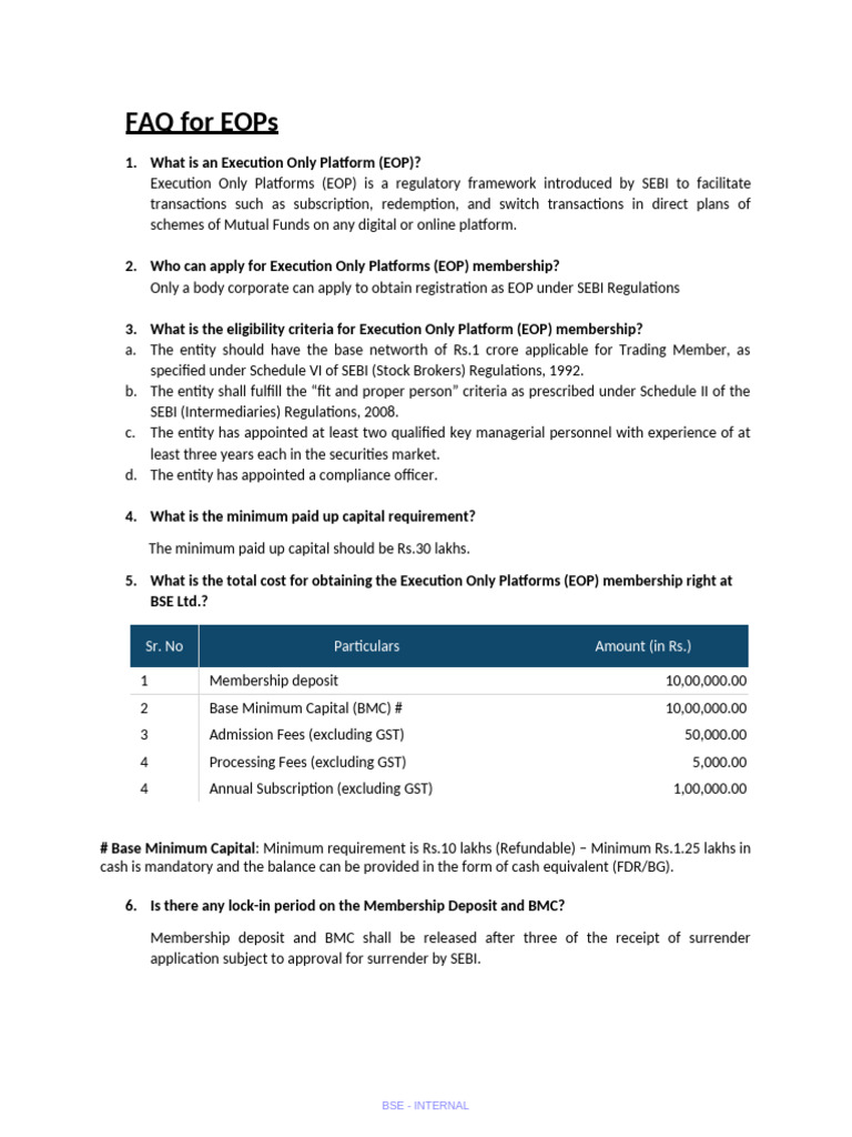 EOPs FAQ | PDF