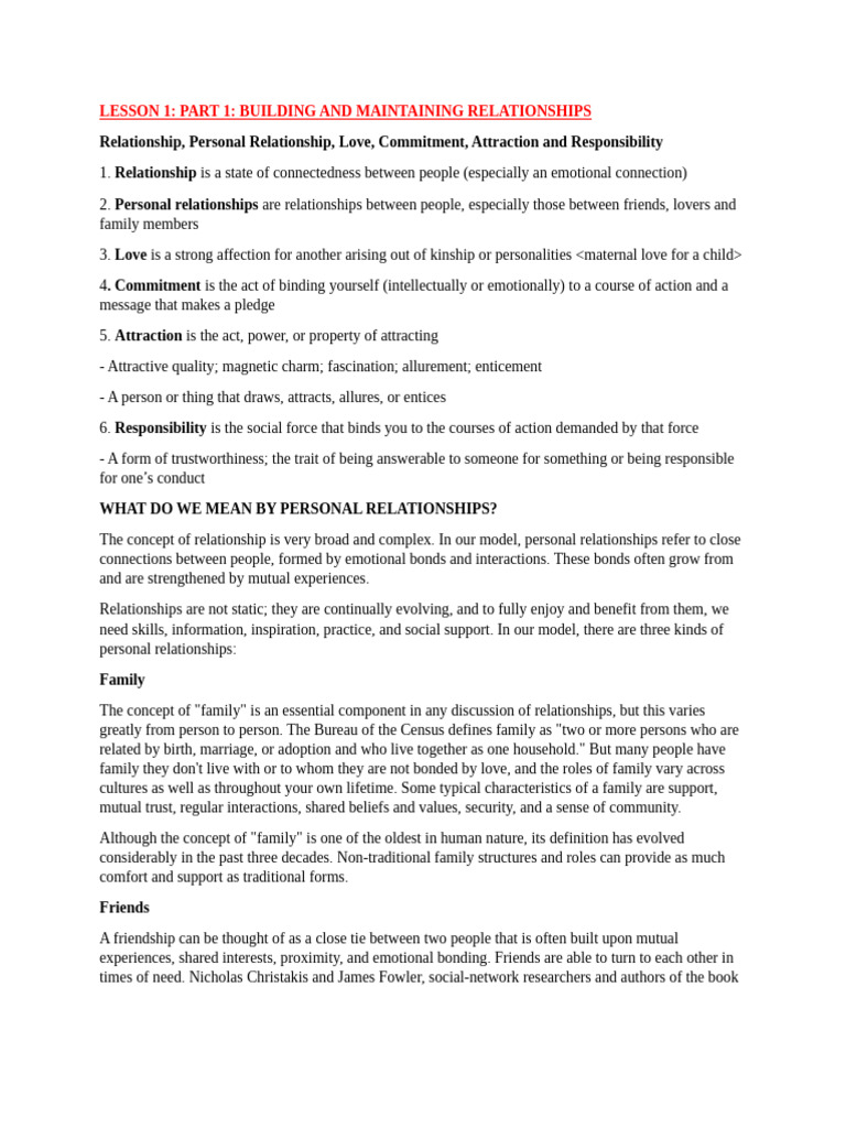 Building Healthy Personal Relationships | PDF | Feeling | Family