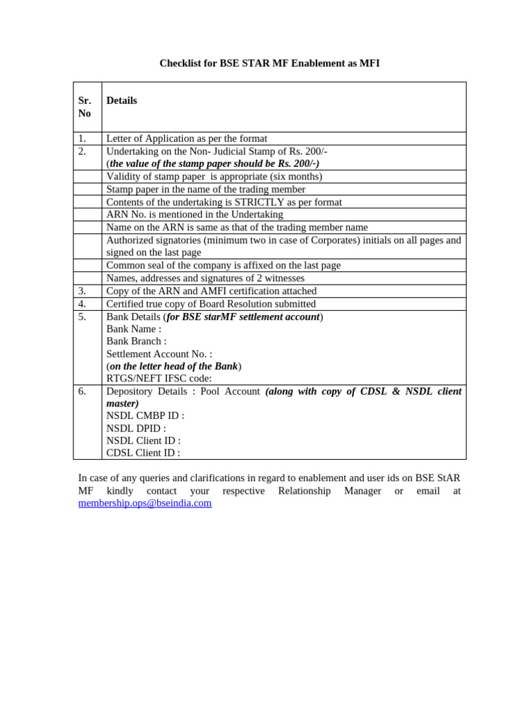 Checklist For StAR MF_MFI | PDF