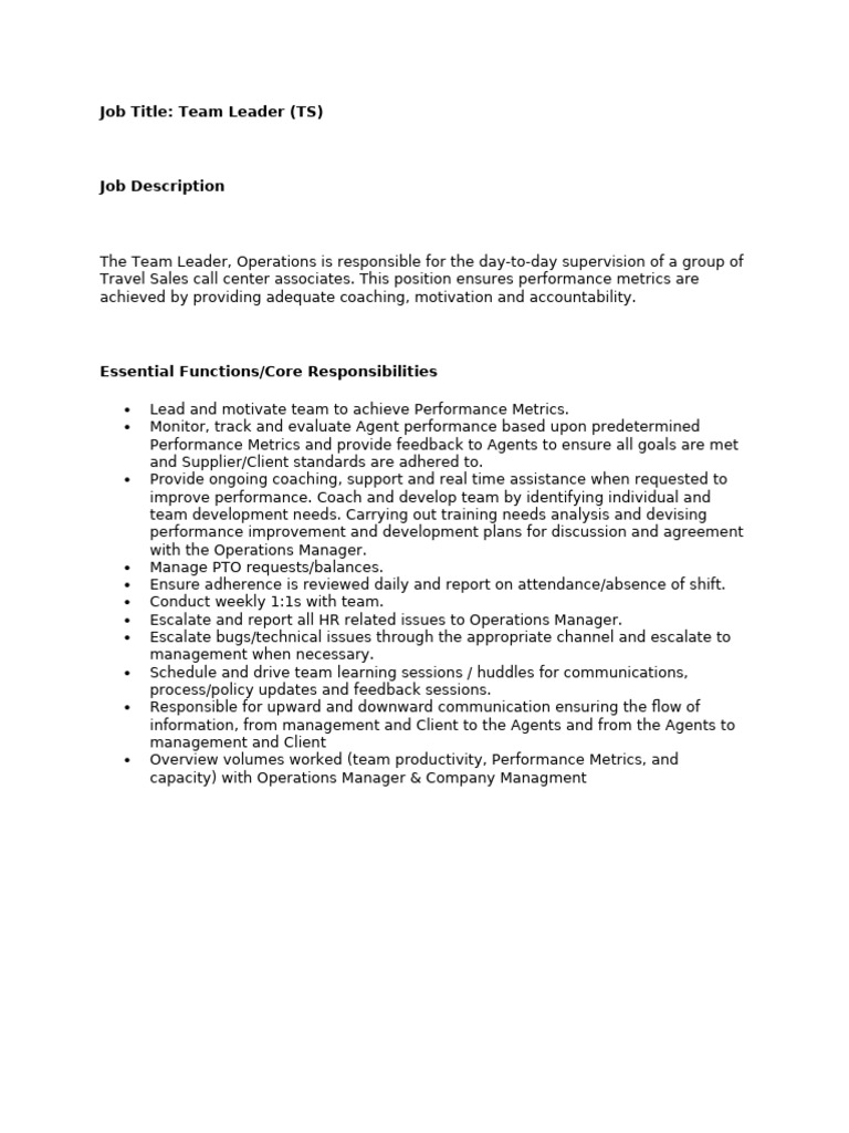 Team leader | PDF | Communication | Business