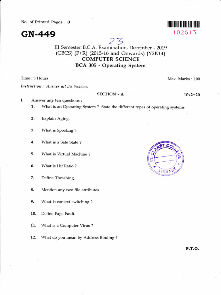 23 Operating Systems December 2019 | PDF | Scheduling (Computing ...