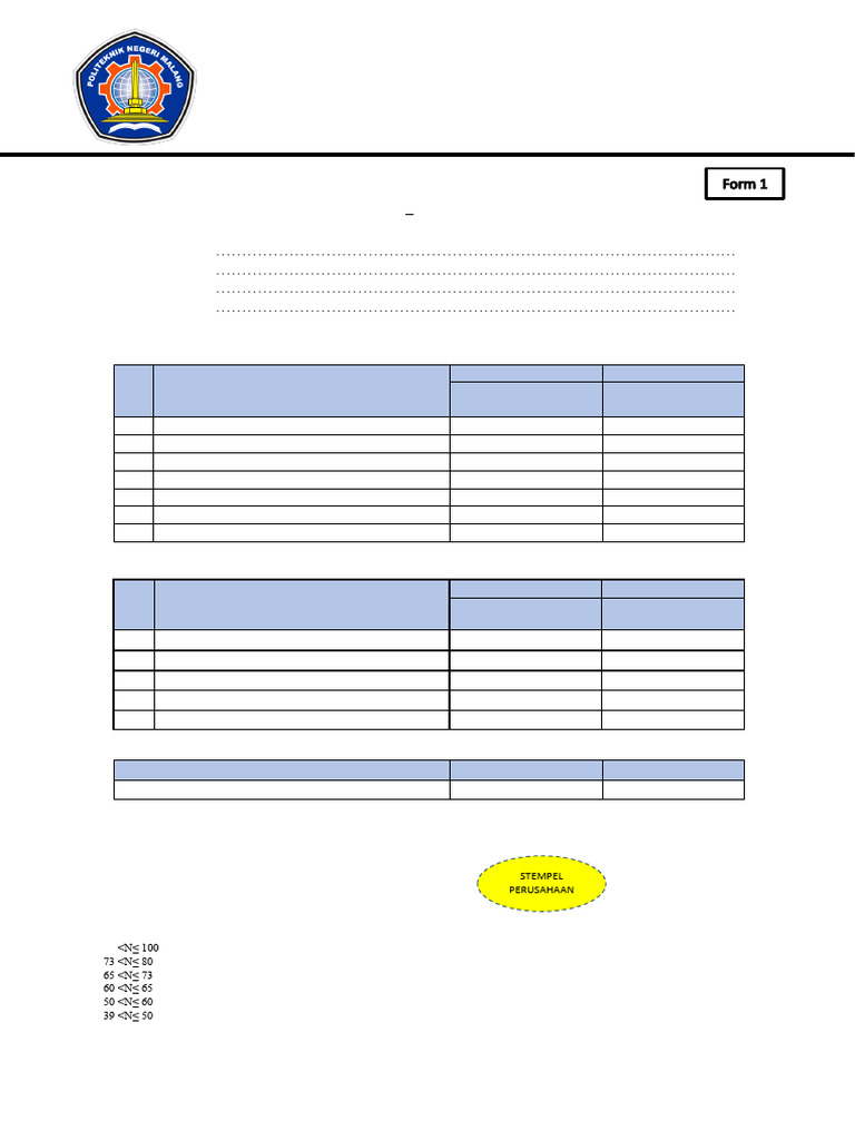 Form Nilai PKL 2024 (1) | PDF