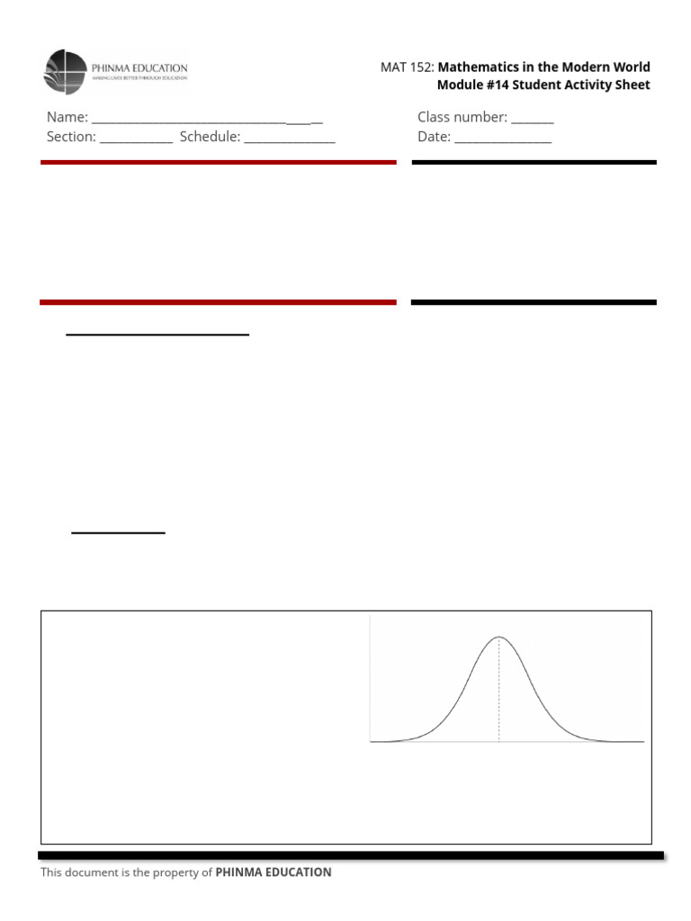 MAT 152 SAS#14 | PDF | Normal Distribution | Standard Deviation