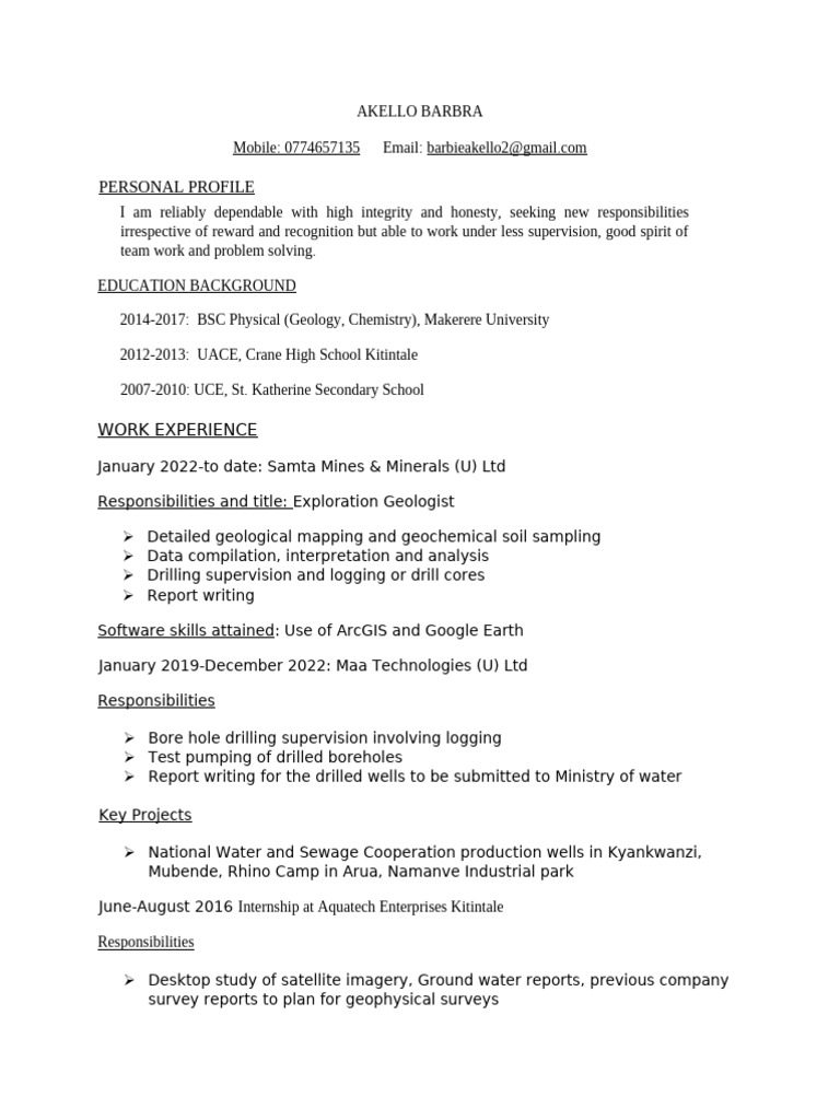 Barbra Akello CV | PDF