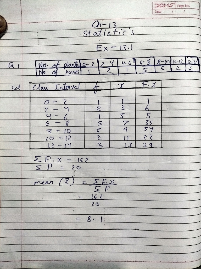 Maths CH 14 Statistics. Ex 14.1 | PDF