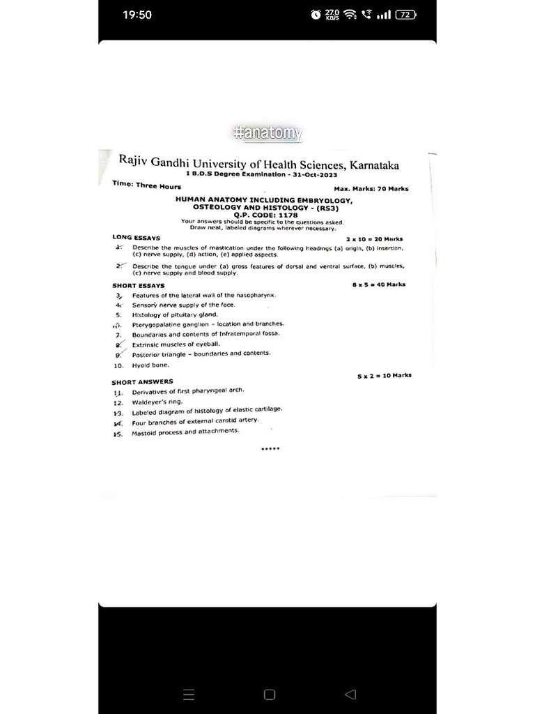 Anatomy Pyqs | PDF