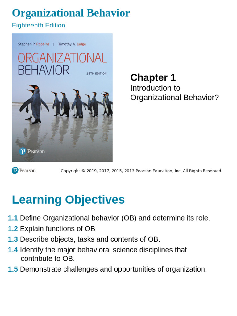 Chapter 1 Introduction to Organizational Behavior | PDF | Organizational Behavior | Behavioural ...