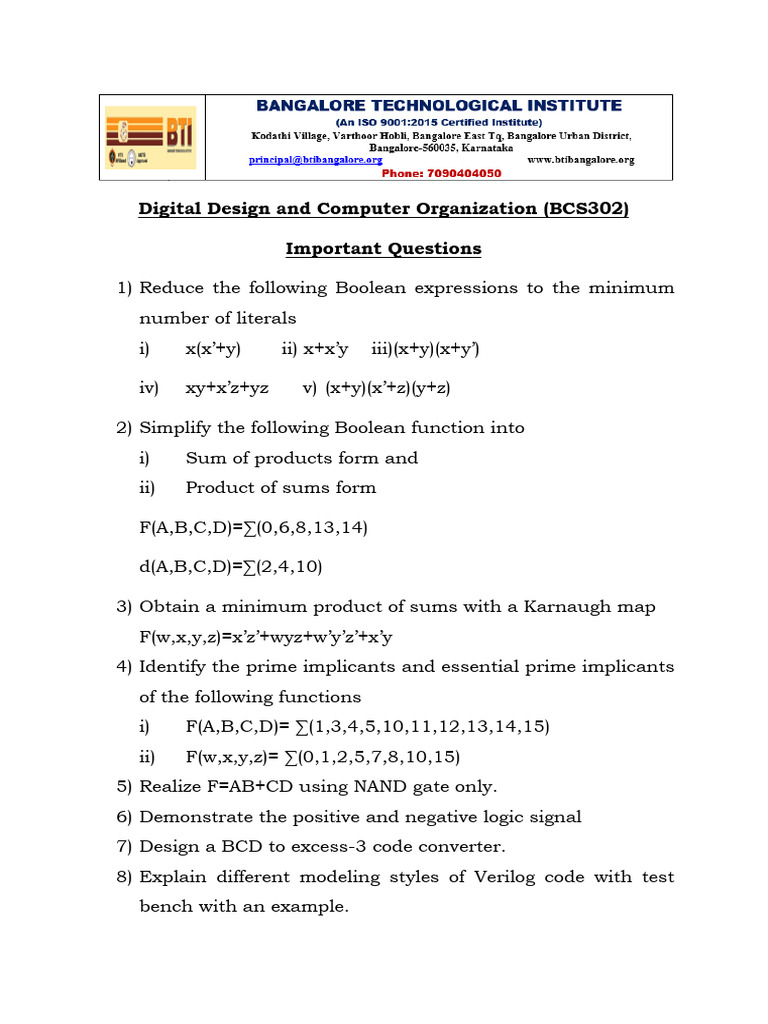 DDCO Important Questions | PDF