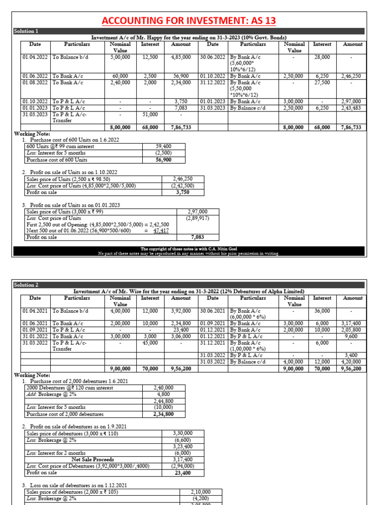 7 AS 13 Investment Accounts | PDF | Dividend | Share (Finance)