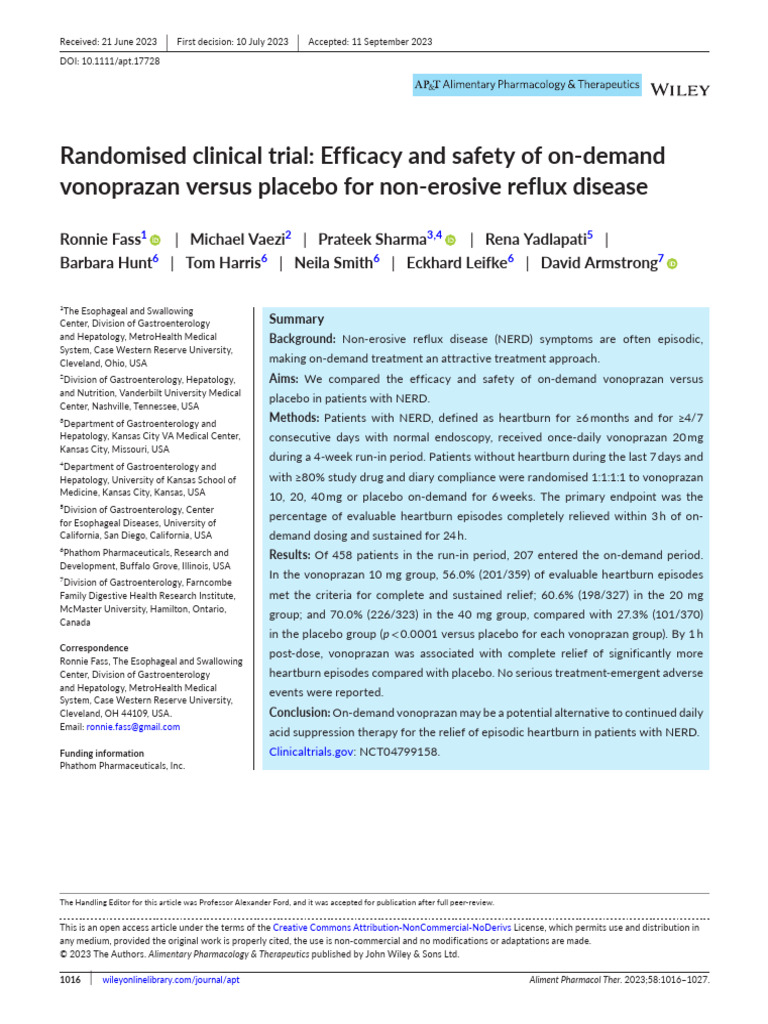 Aliment Pharmacol Ther - 2023 - Fass - Randomised Clinical Trial ...
